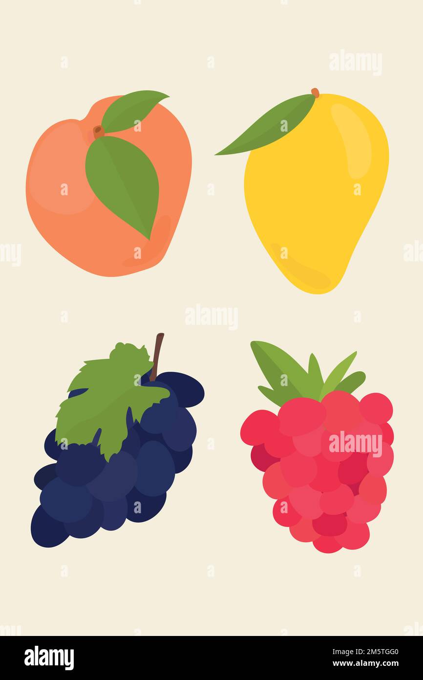 Vector pastel fruit sticker collection Stock Vector Image & Art - Alamy