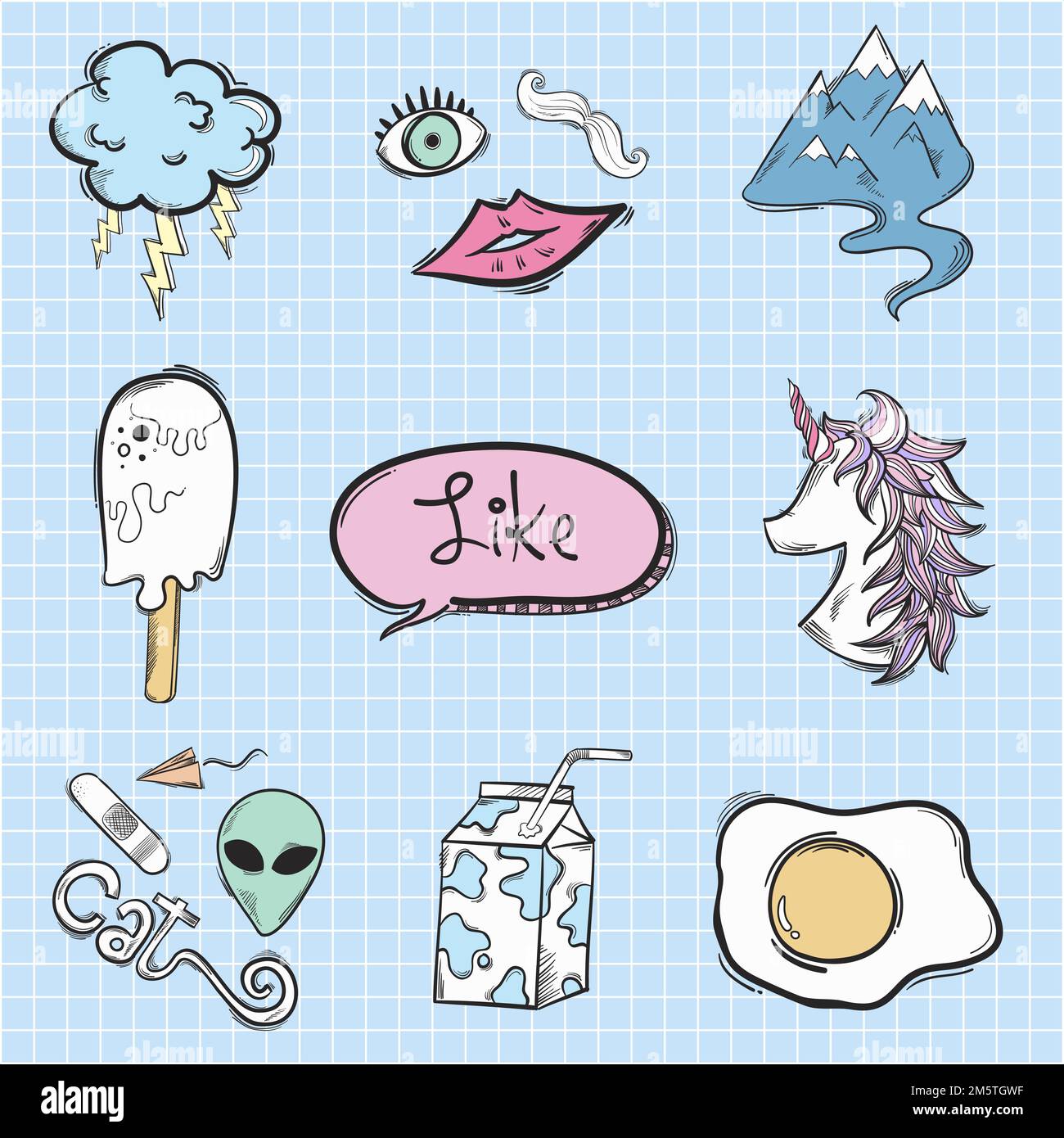 Funky doodle cartoon sticker vector set Stock Vector Image & Art - Alamy