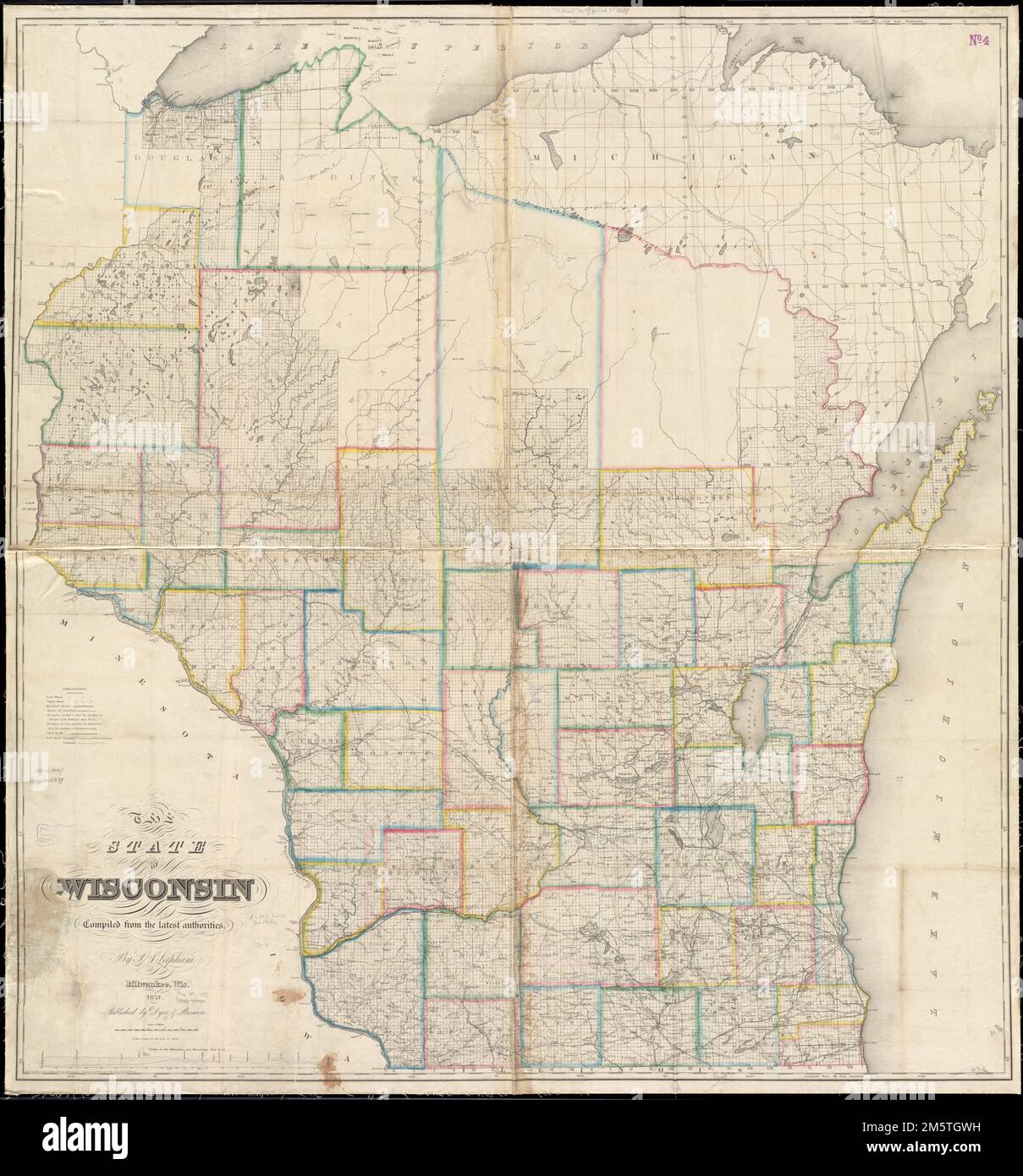 The state of Wisconsin. Shows mines, meandered and not meandered ...