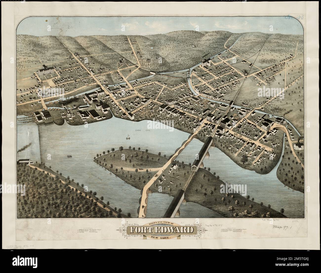 Bird's eye view of Fort Edward, New York : 1875. J. Knauber & Co. Print ...
