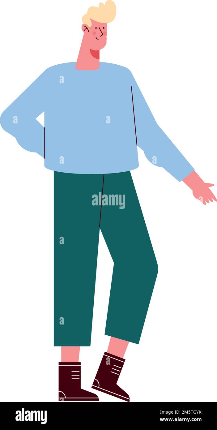 blond man walking comic character Stock Vector Image & Art - Alamy