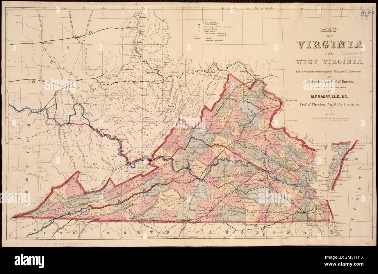 Map of Virginia and West Virginia. Relief shown by hachures and spot ...