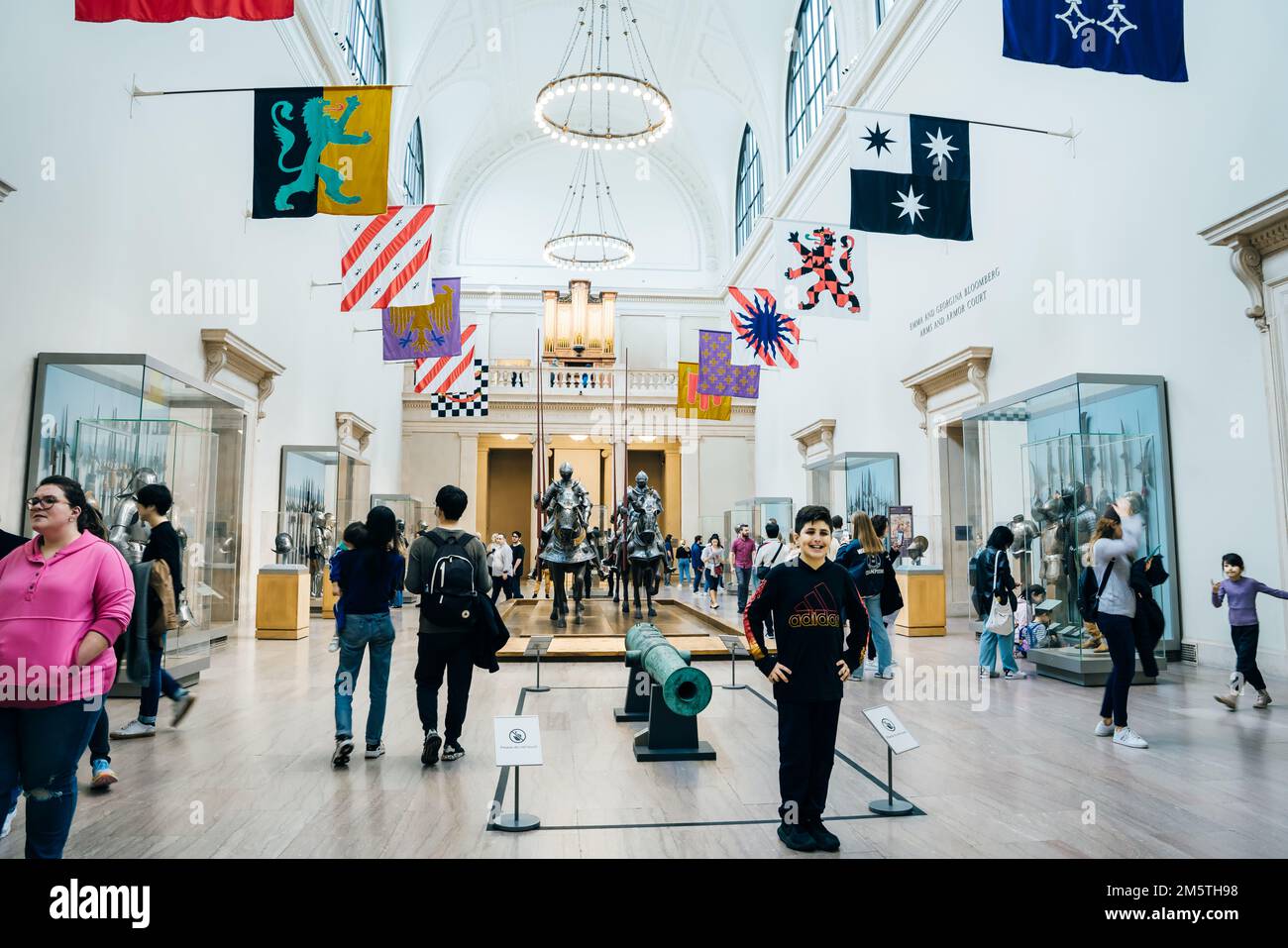 NEW YORK, USA - SEP 25, 2015: Knights and armour room in the ...