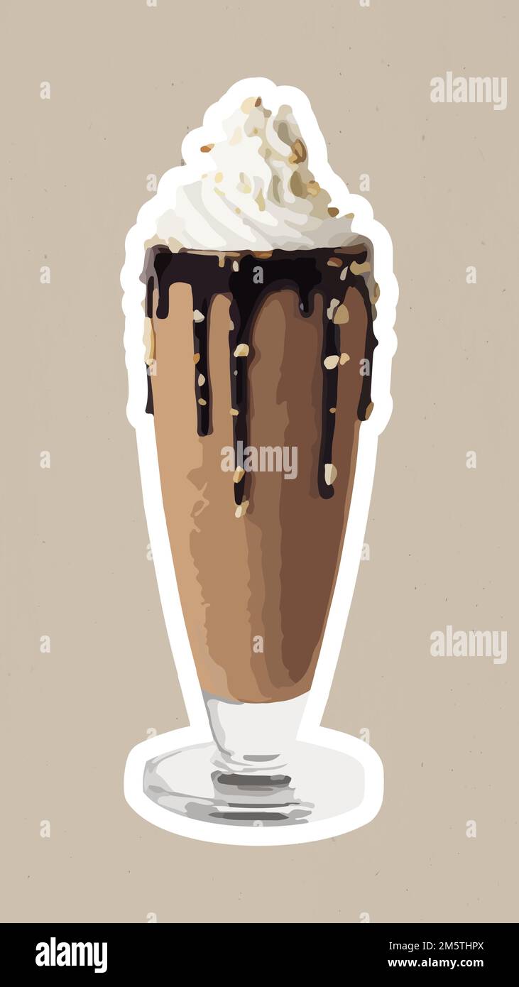 Vectorized Chocolate milkshake sticker with a white border Stock Vector ...