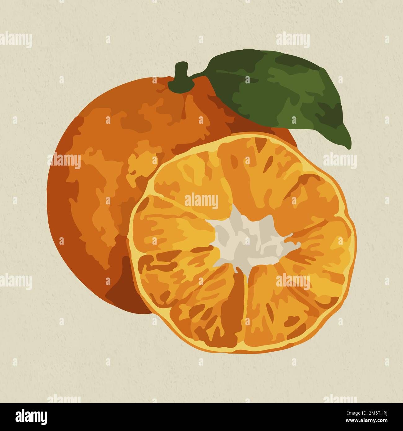 Hand drawn vectorized tangerine orange sticker design resource Stock ...