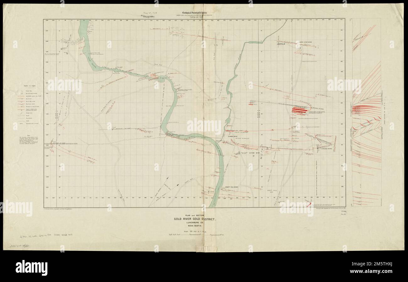 Plan and section, Gold River gold district, Lunenburg Co., Nova Scotia ...