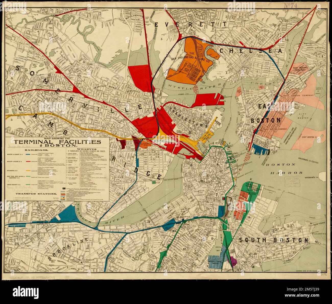 Map showing the terminal facilities of Boston. Shows connections ...