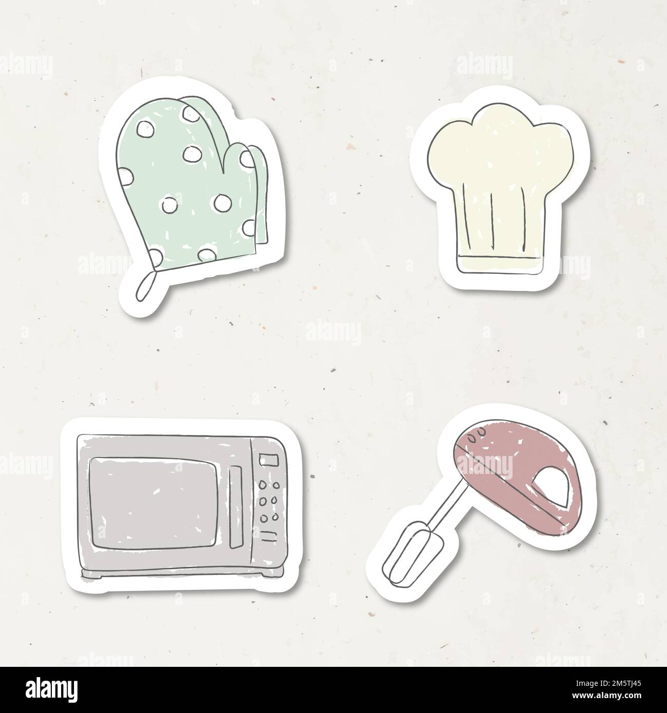 Cute kitchen utensil doodle sticker set vector Stock Vector Image & Art ...