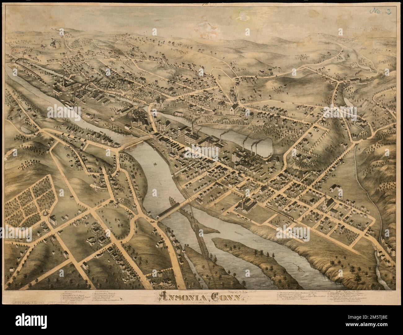 View of Ansonia, Conn : 1875. Bird's-eye view. Includes indexes to ...