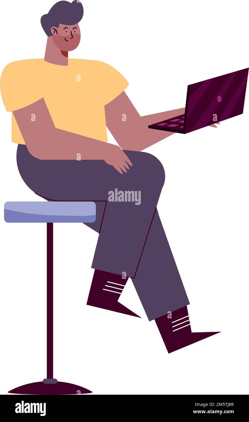 man seated with laptop character Stock Vector Image & Art - Alamy