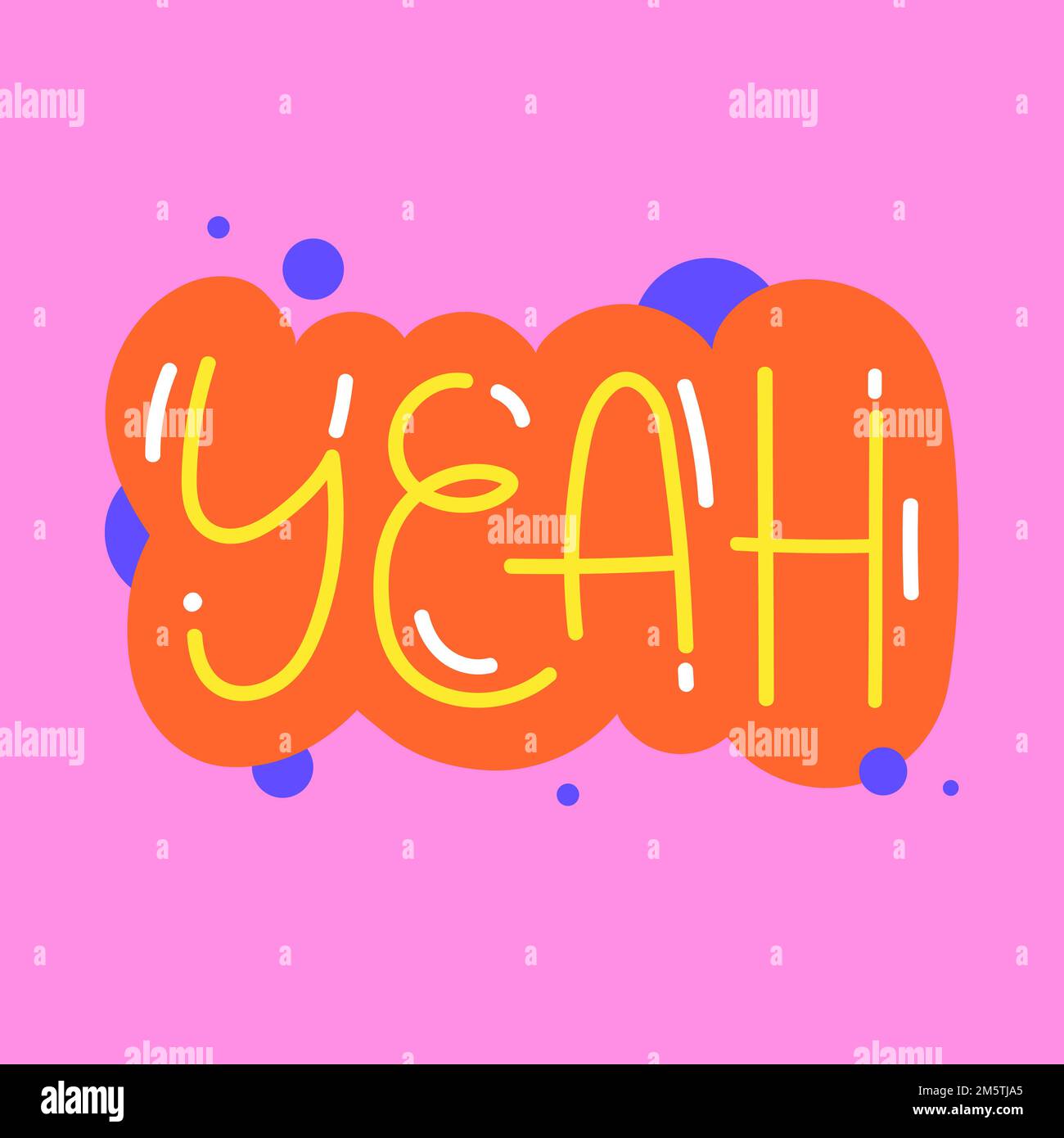 Yeah typography illustrated on a pink background vector Stock Vector ...