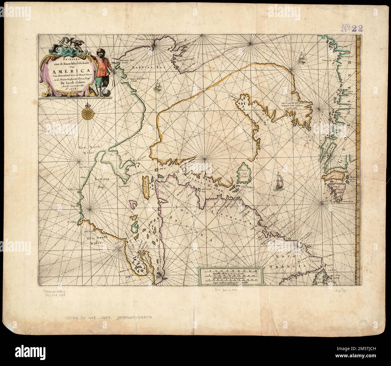 Paskaert van de Noordelijckste kuste van America van Groenland door de ...