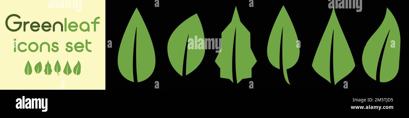 Green leaf icons set. Leafs green color icon logo. Green leaf nature ...