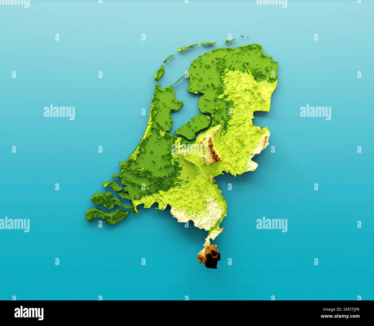 A 3d rendered illustration of a Netherlands Map surrounded by water ...