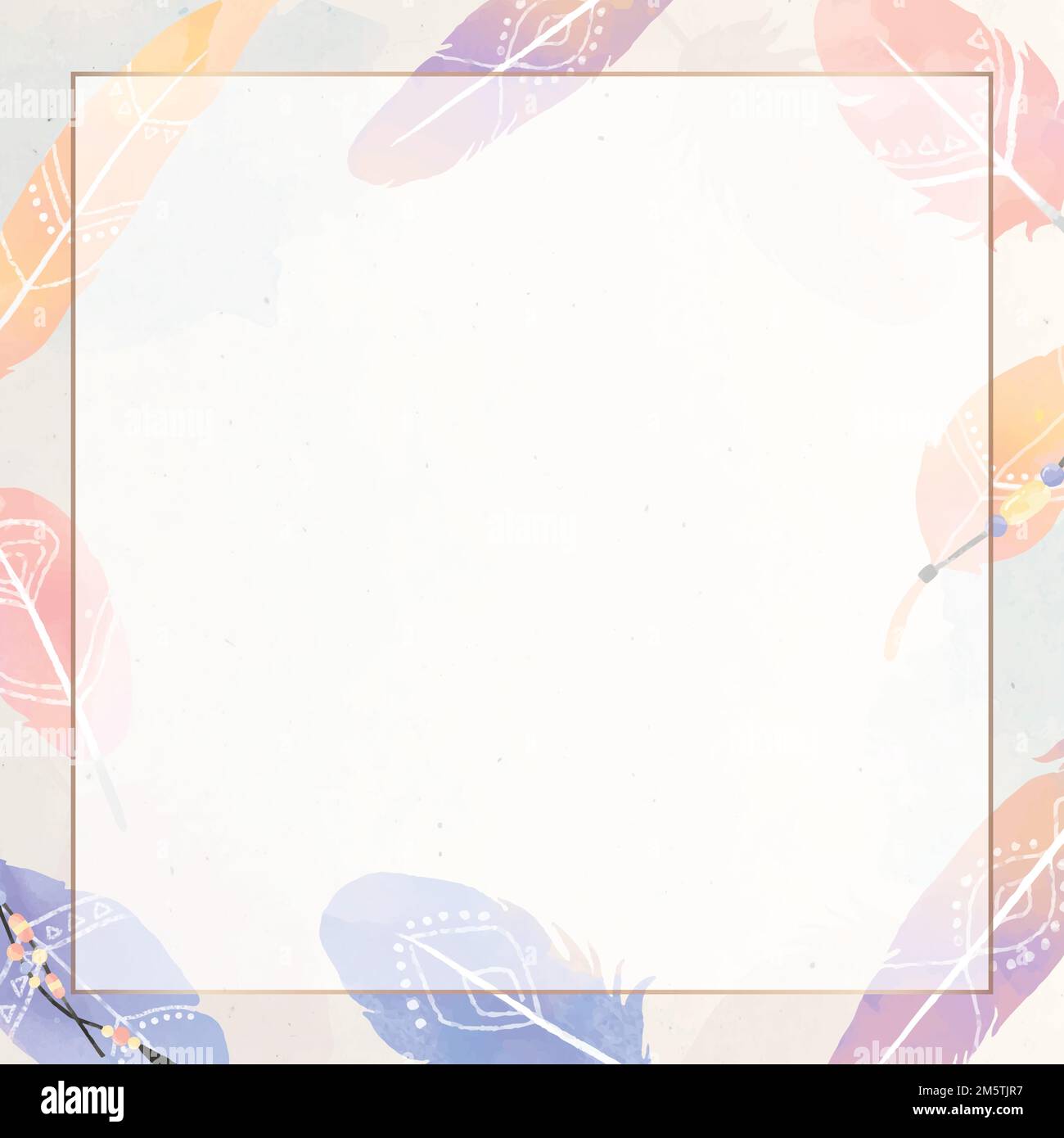 Hand drawn feather frame vector Bohemian style Stock Vector Image & Art ...