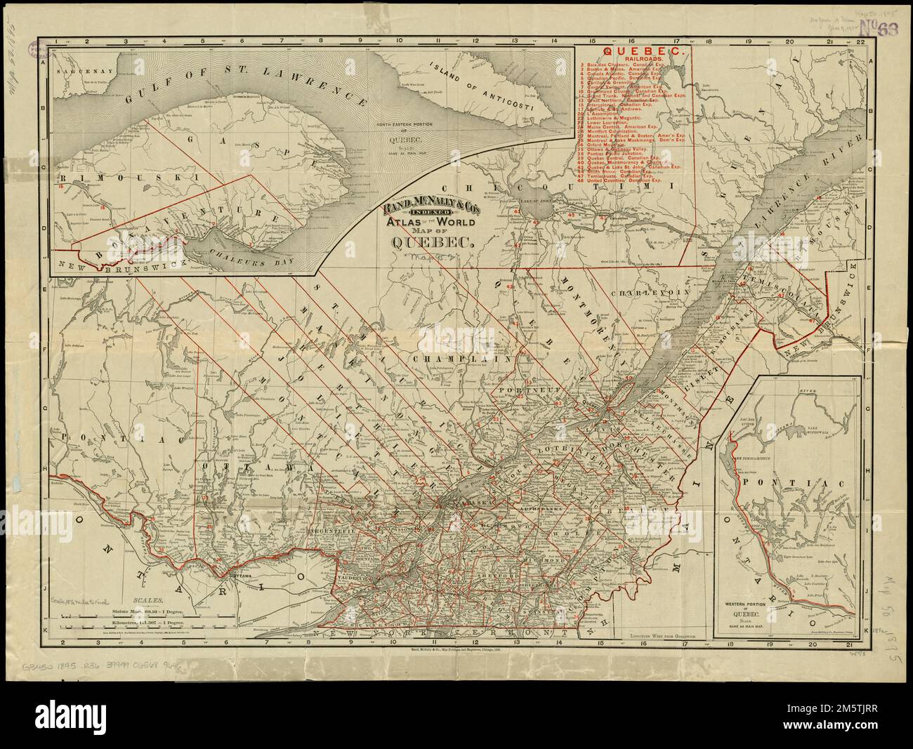 Rand, McNally & Co.'s indexed atlas of the world map of Quebec. Insets ...