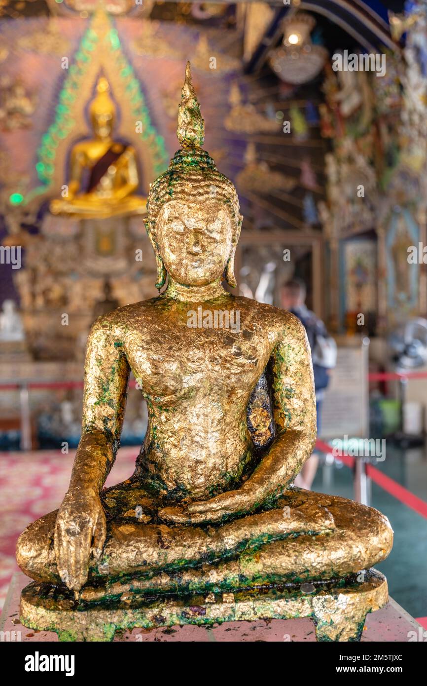 The seated Maravijaya Buddha statue in Wat Pariwat Ratchasongkram - Buddhist temple in Bangkok ...