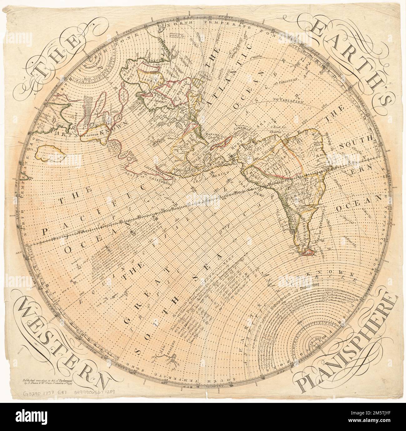 The Earth's Western planisphere. Relief shown pictorially. Also shows ...