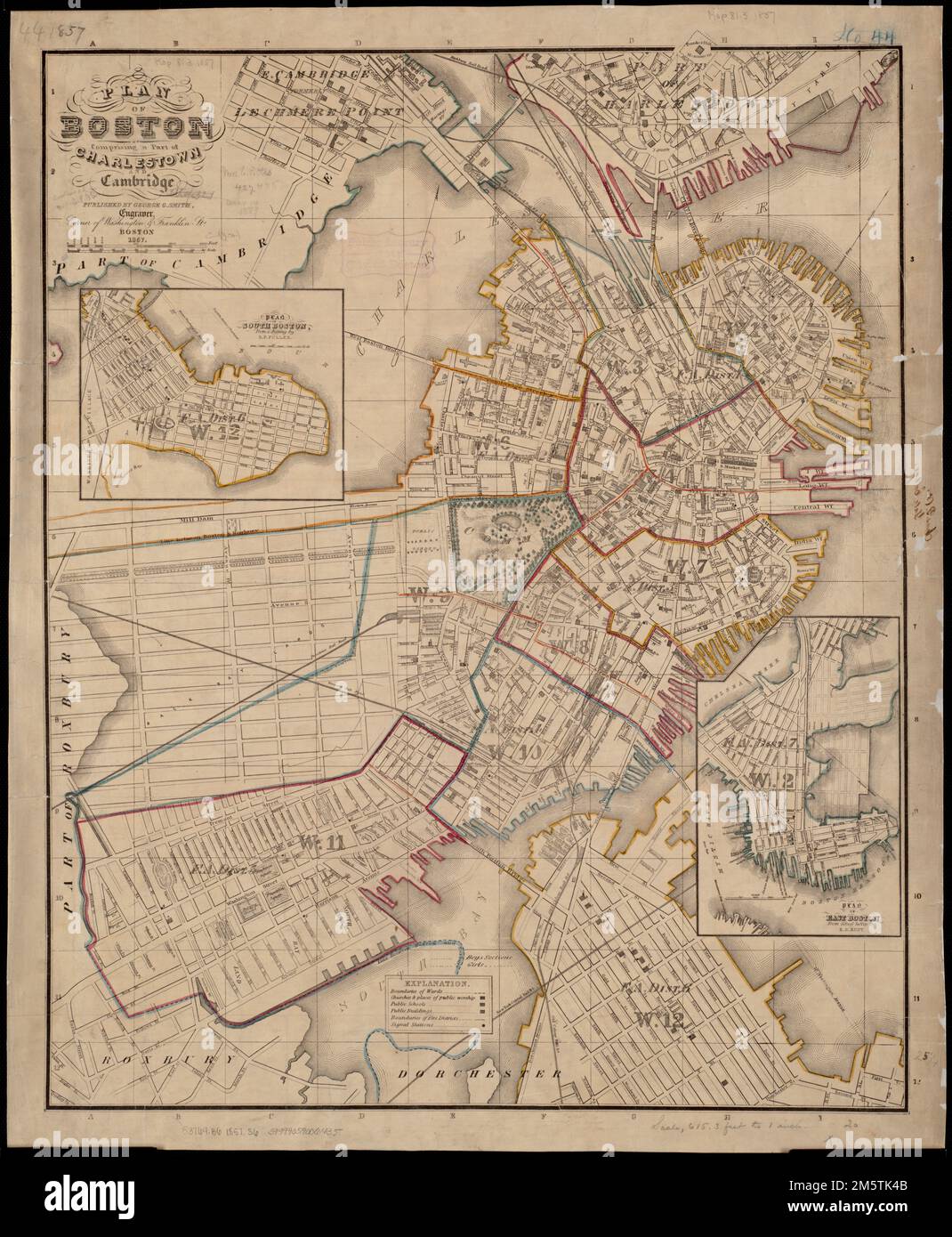 Plan of Boston comprising a part of Charlestown and Cambridge. Relief ...