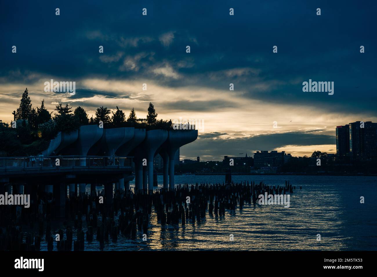 Manhattan, New York, USA - Sep, 2022 Little Island Park at sunset. High ...