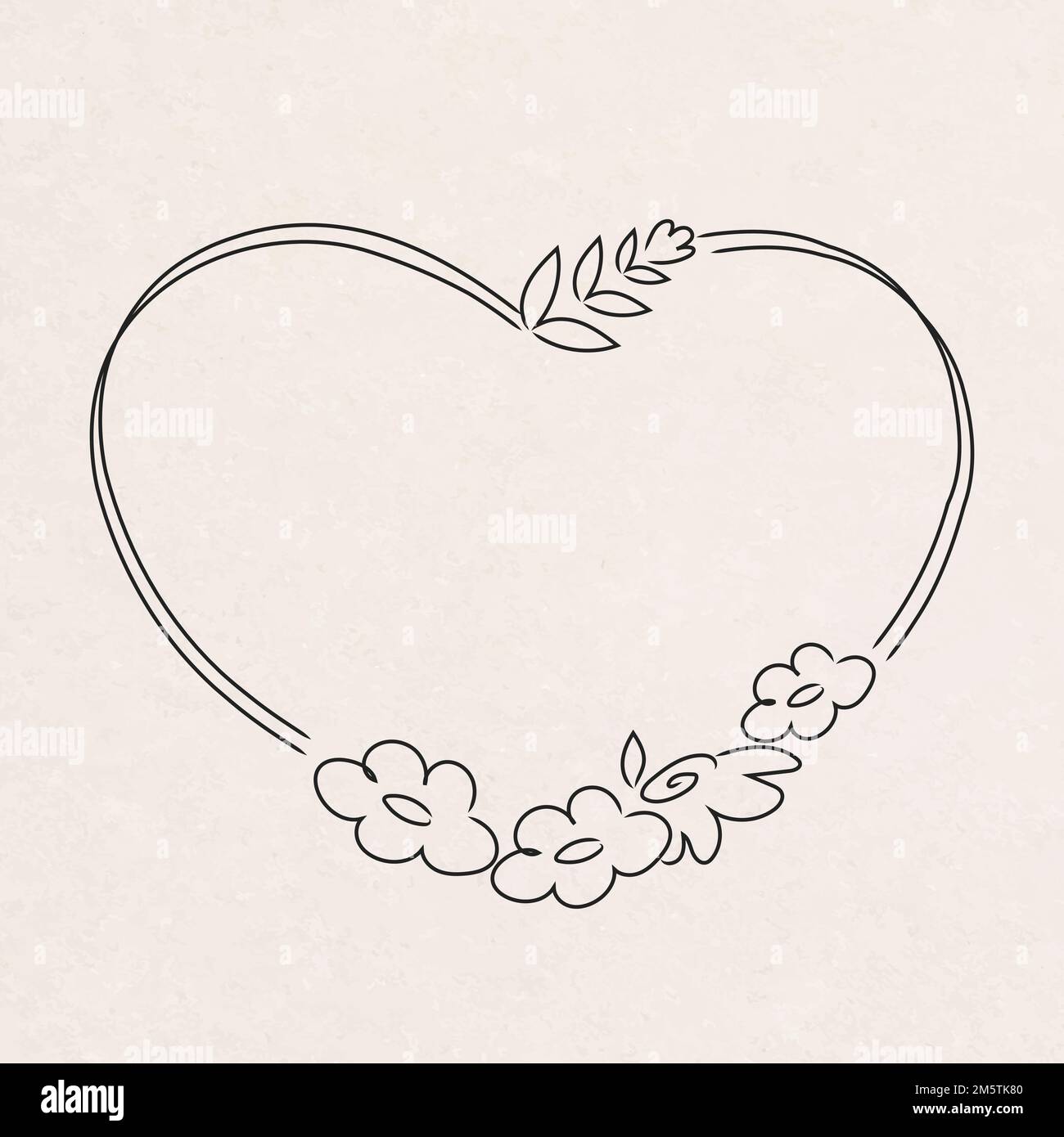 Heart shaped hand drawn flower wreath vector Stock Vector Image & Art ...