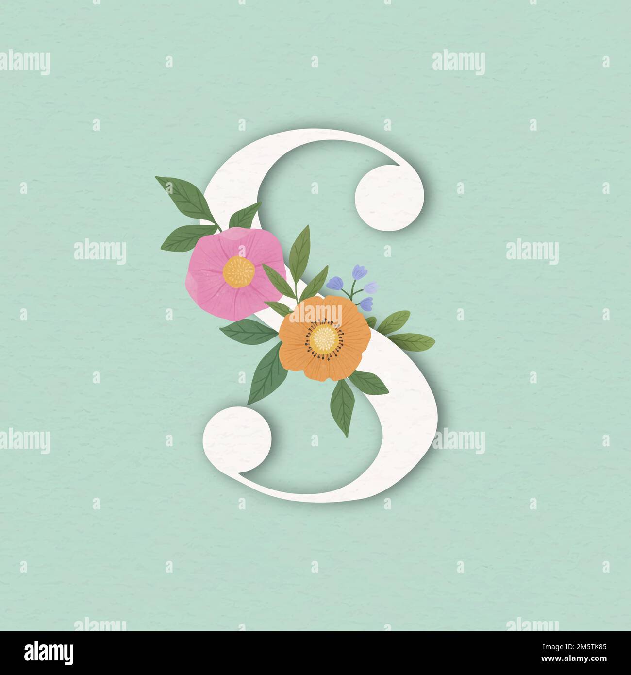 Green elegant floral letter S vector Stock Vector Image & Art - Alamy