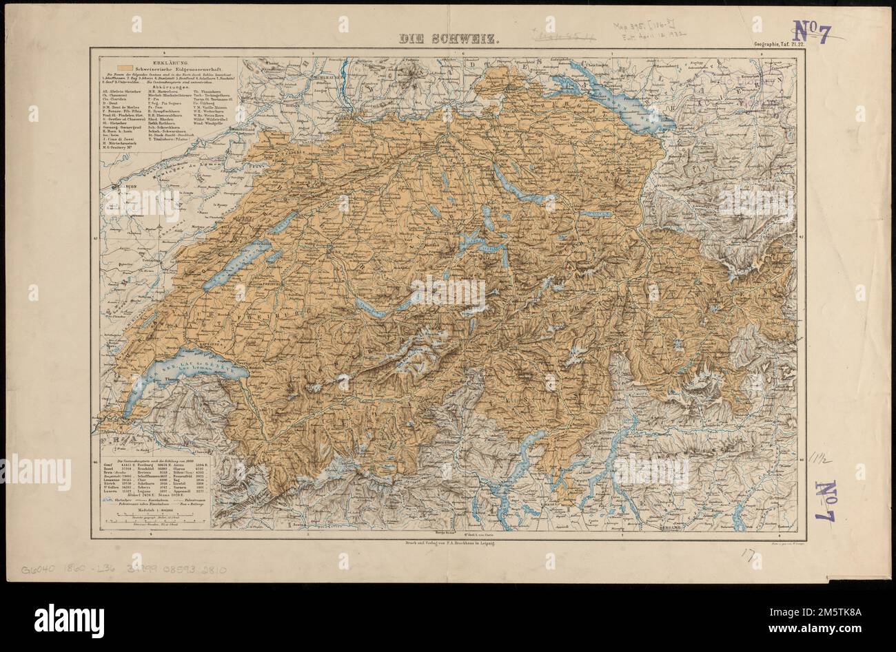 Die Schweiz. Relief shown by hachures. Prime meridian: Paris ...