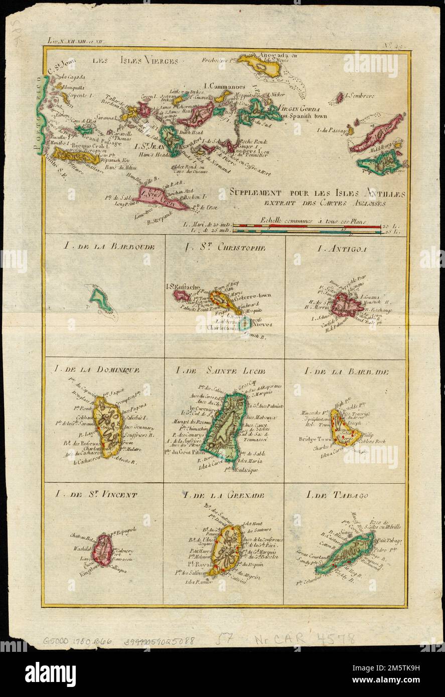 Supplement pour les Isles Antilles, extrait des carte Angloises. Contains 10 inset maps which ...