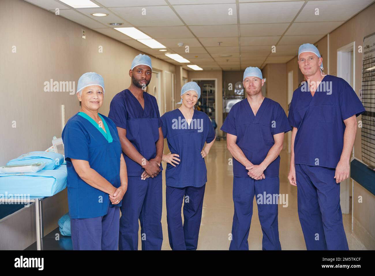 Were the medical team you need. Cropped portrait of a medical team standing in a hospital Stock ...