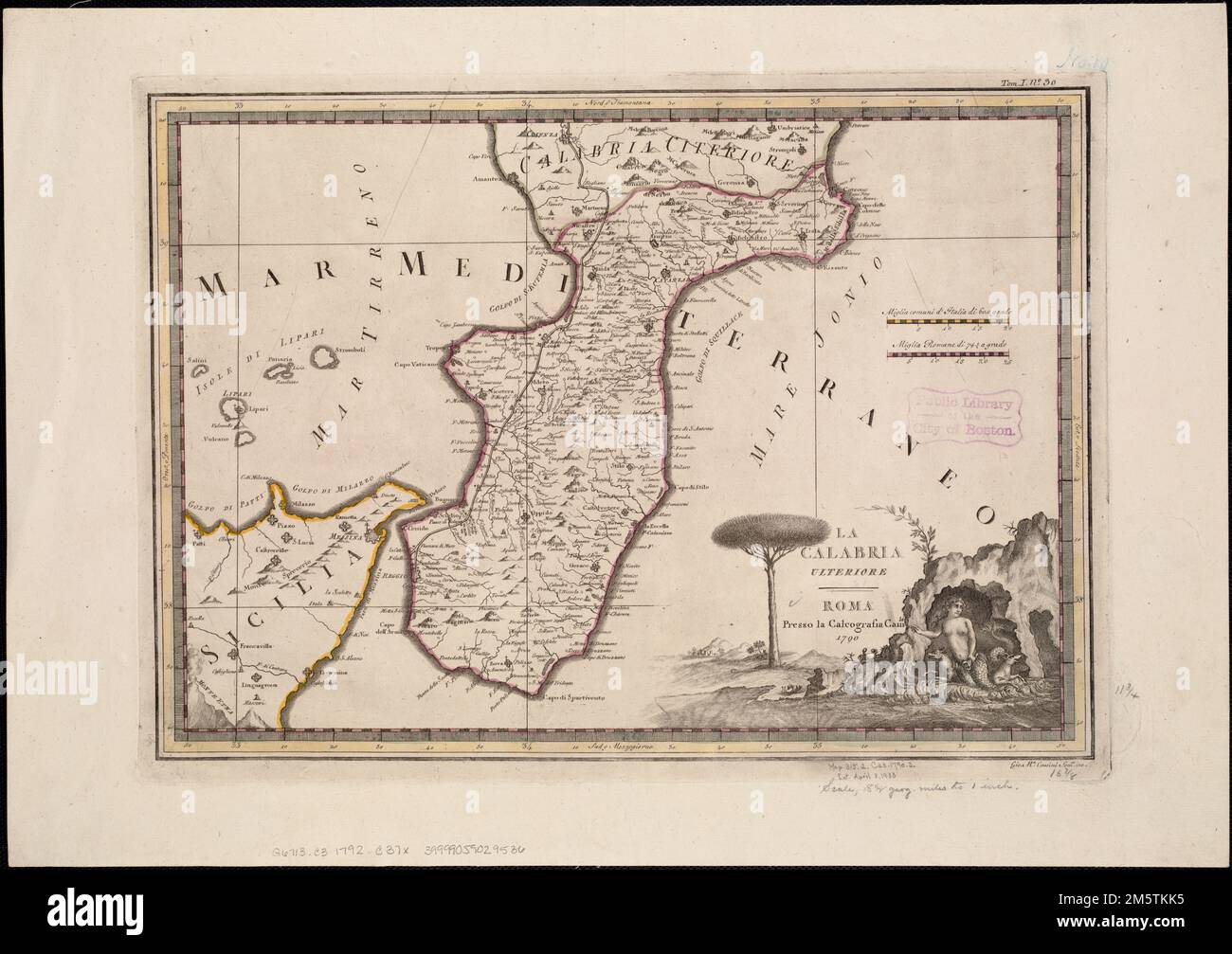 La Calabria ulteriore. Relief shown pictorially. In upper right margin ...