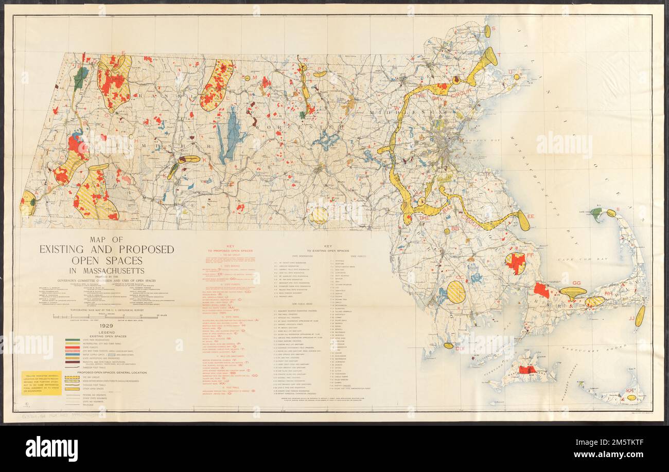 Map of existing and proposed open spaces in Massachusetts. Relief shown ...