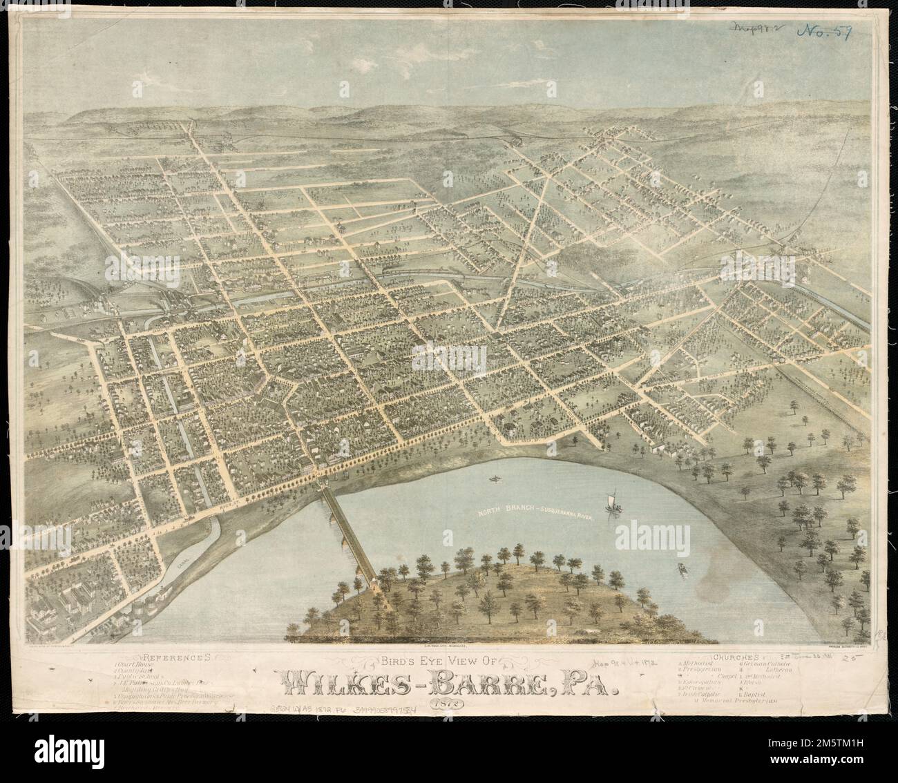 Bird's eye view of Wilkes-Barre, Pa : 1872. Includes index to points of ...