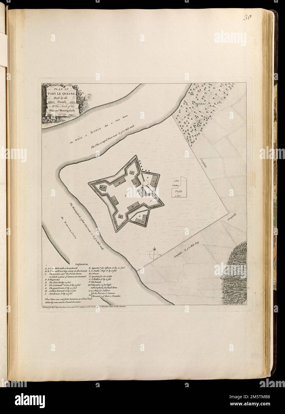 Plan of Fort le Quesne, built by the French at the fork of the Ohio and ...