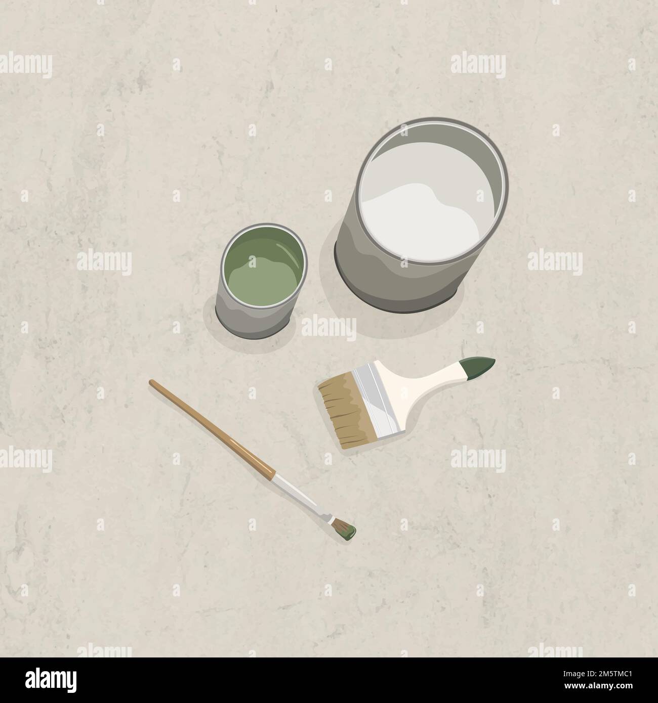 Paintbrushes and paint buckets design element vector Stock Vector Image ...