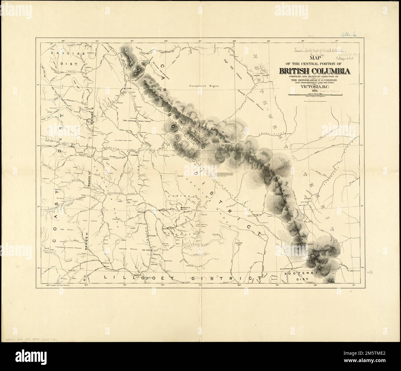 Map of the central portion of British Columbia. Includes notes about ...