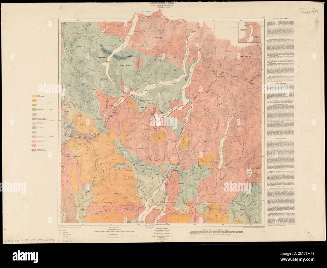 British Columbia, Shuswap sheet : geologically coloured. Covers an area ...