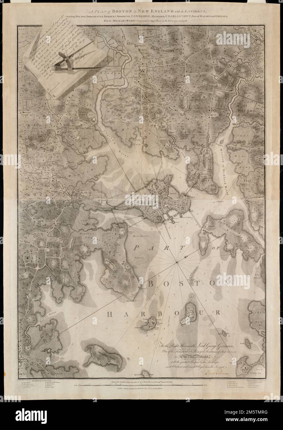 A plan of Boston in New England with its environs : including Milton ...