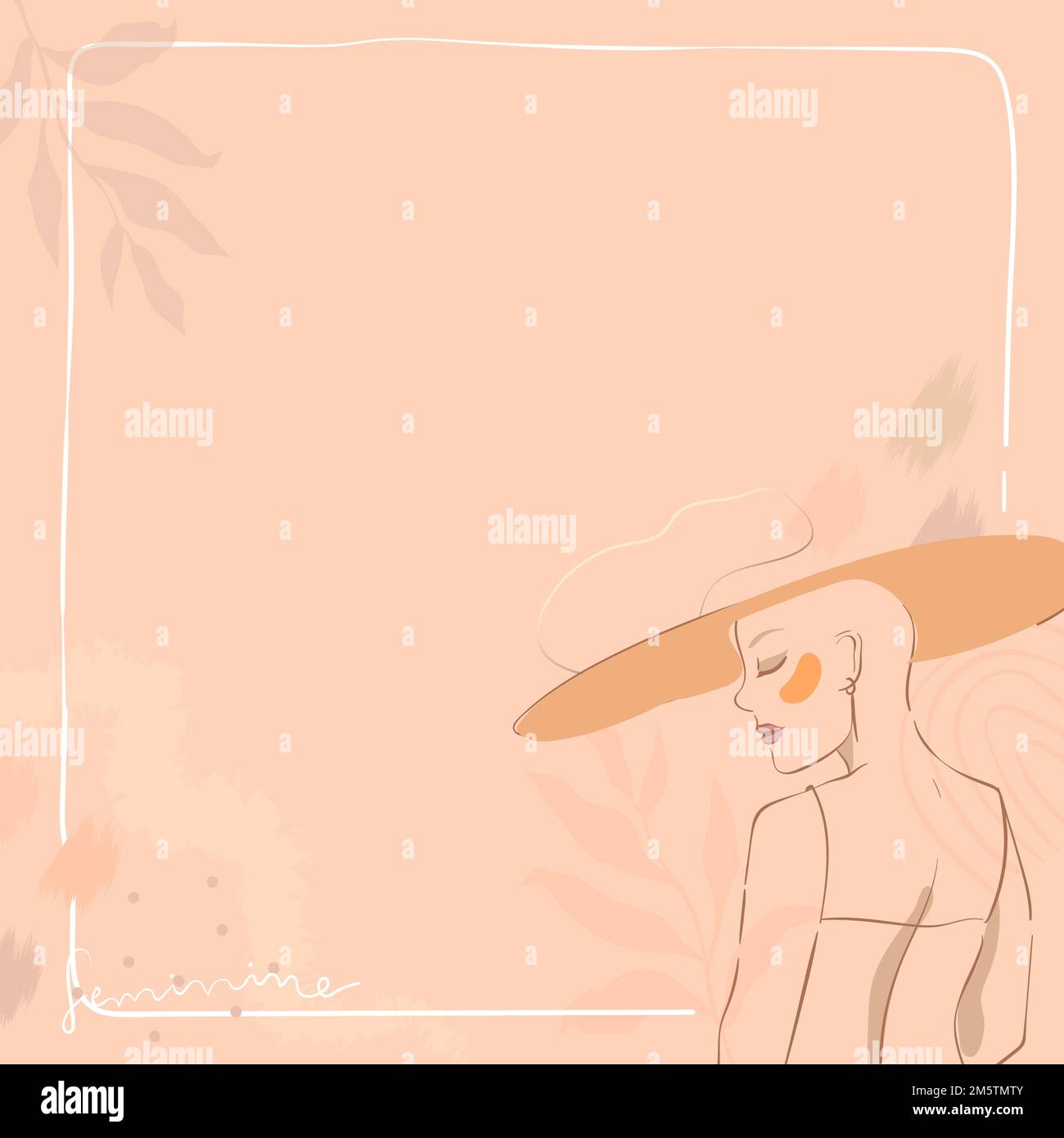 Feminine line art frame vector Stock Vector Image & Art - Alamy