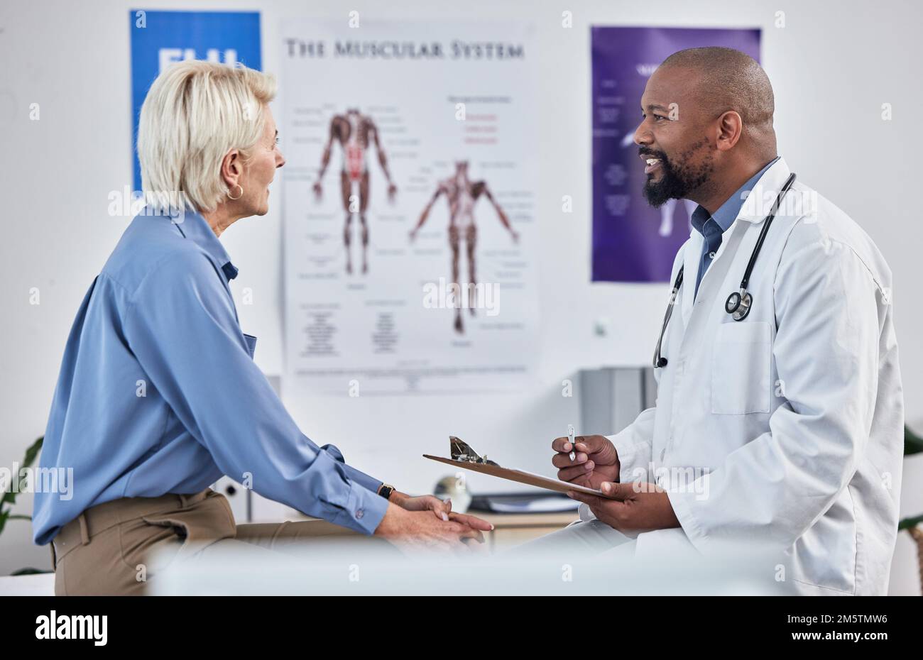 Health, doctor with patient and consultation with medical exam ...