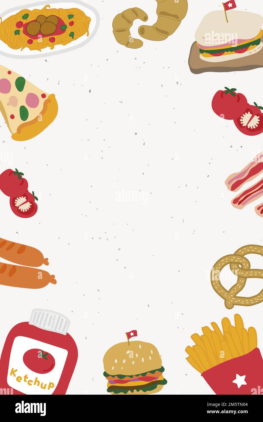 Food doodle frame on a beige background vector Stock Vector Image & Art ...