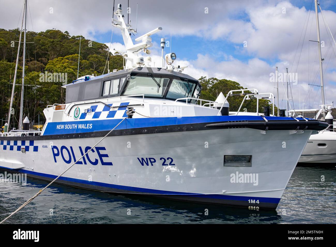 New South Wales police patrol boat the WP22 Vanguard moored on ...