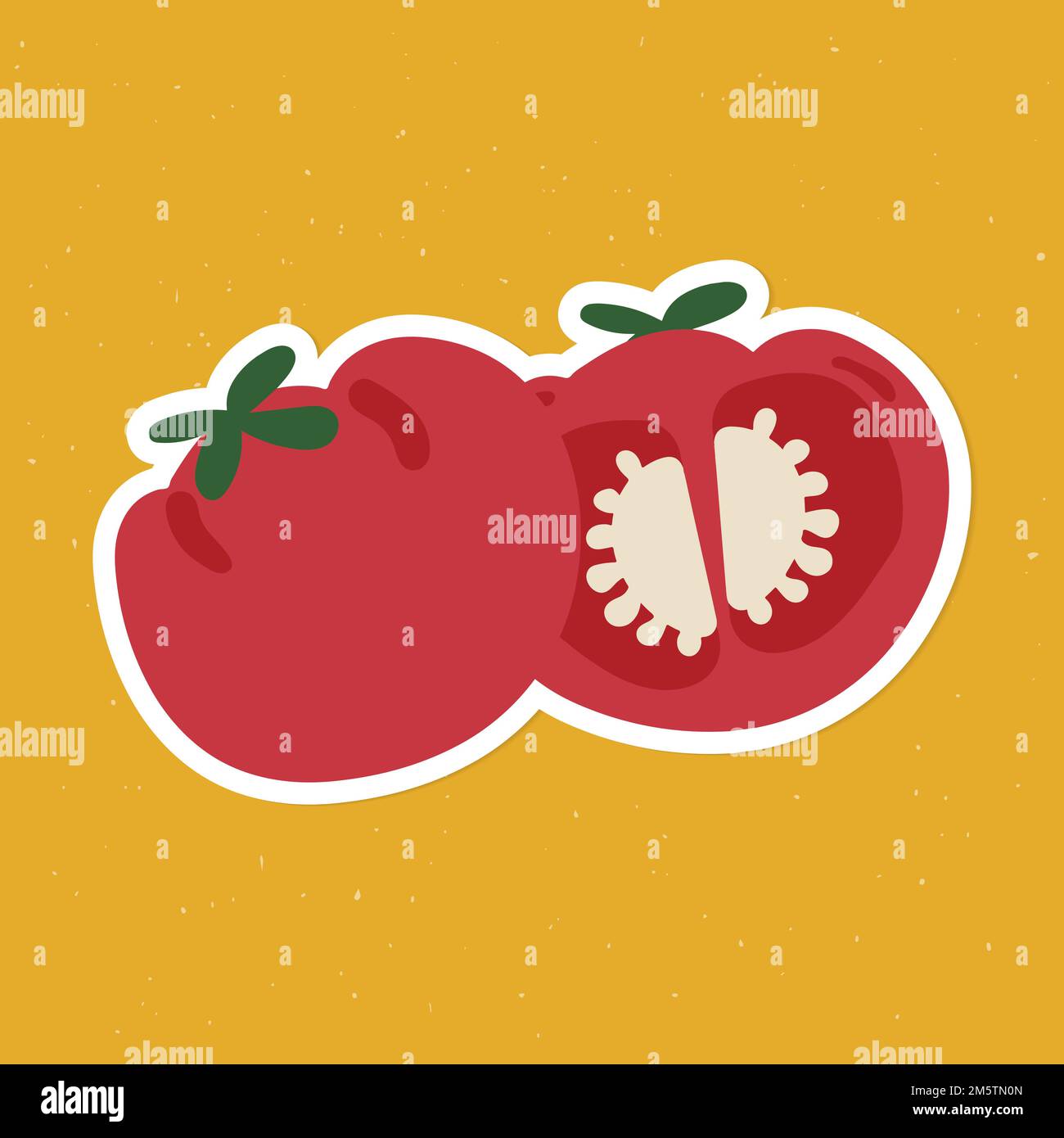 Cute tomato doodle sticker with a white border vector Stock Vector ...