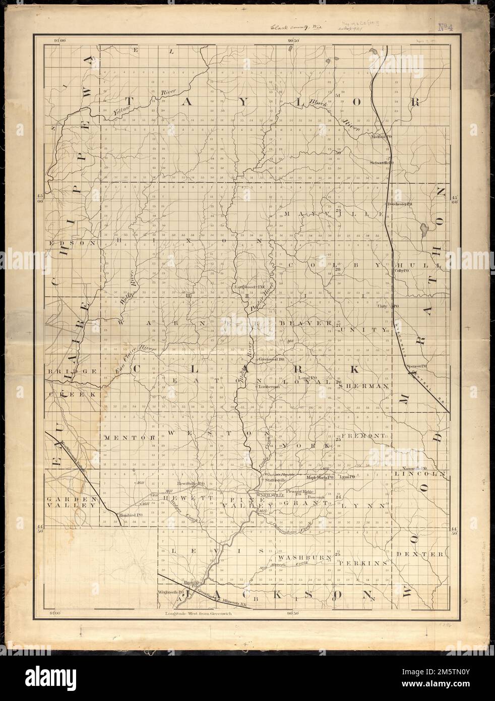 Clark County, Wis.. Title in manuscript in upper margin. Manuscript map ...