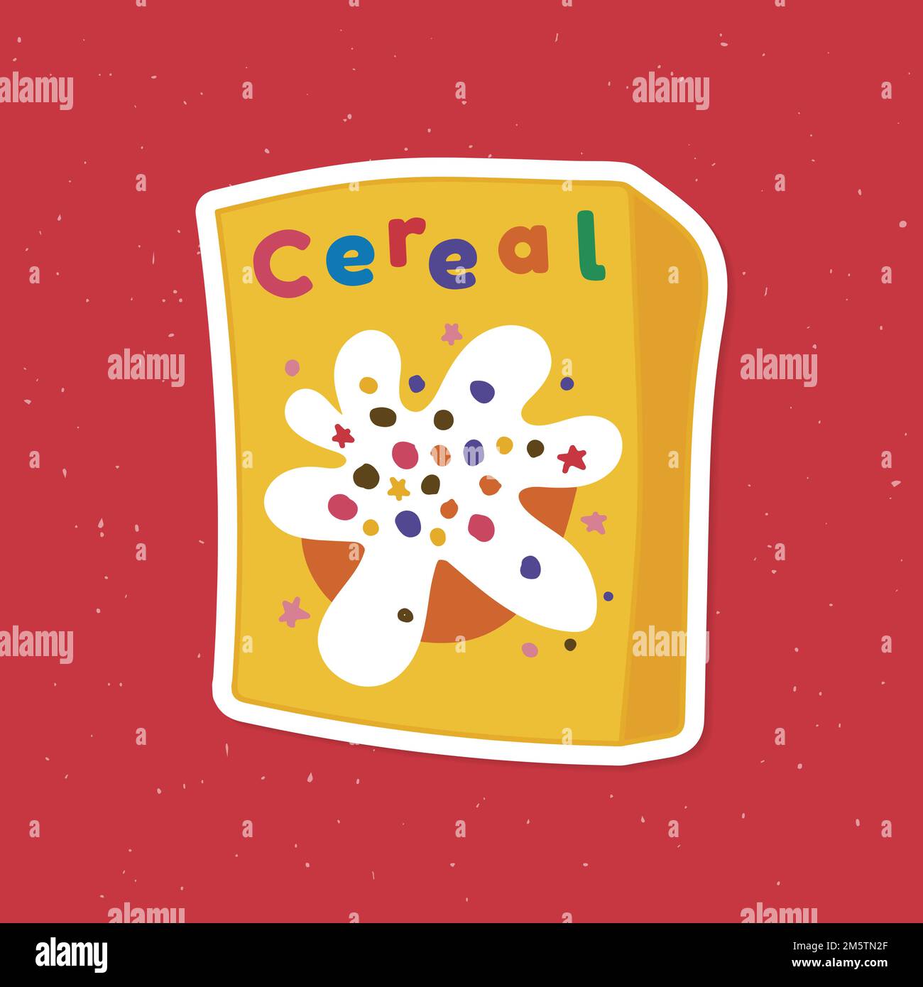 Cute cereal box doodle sticker with a white border vector Stock Vector ...
