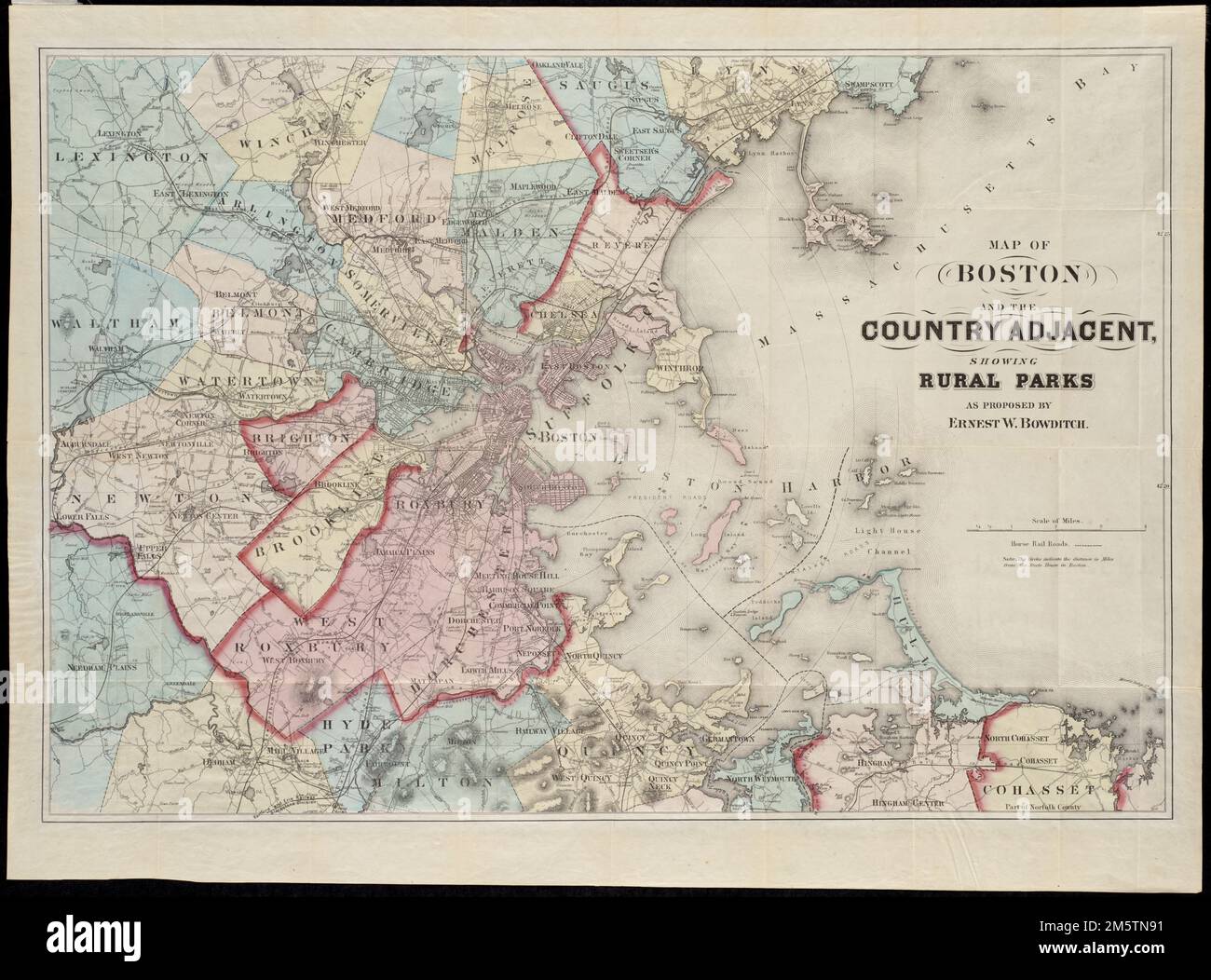 Map of Boston and the country adjacent, showing rural parks. Shows ...
