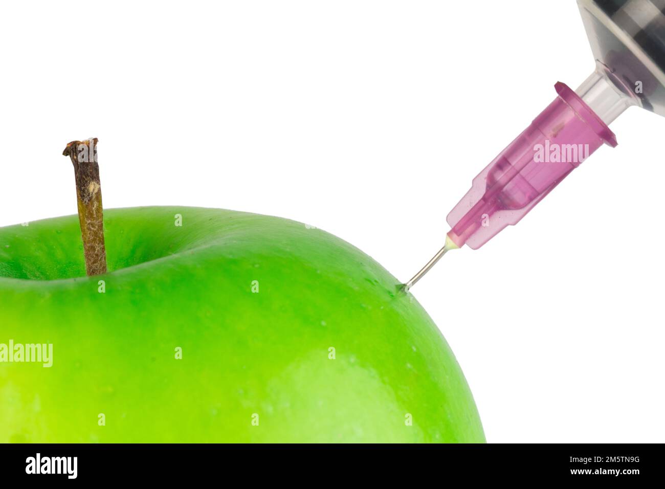 injection needle apple green isolated on white background Stock Photo ...