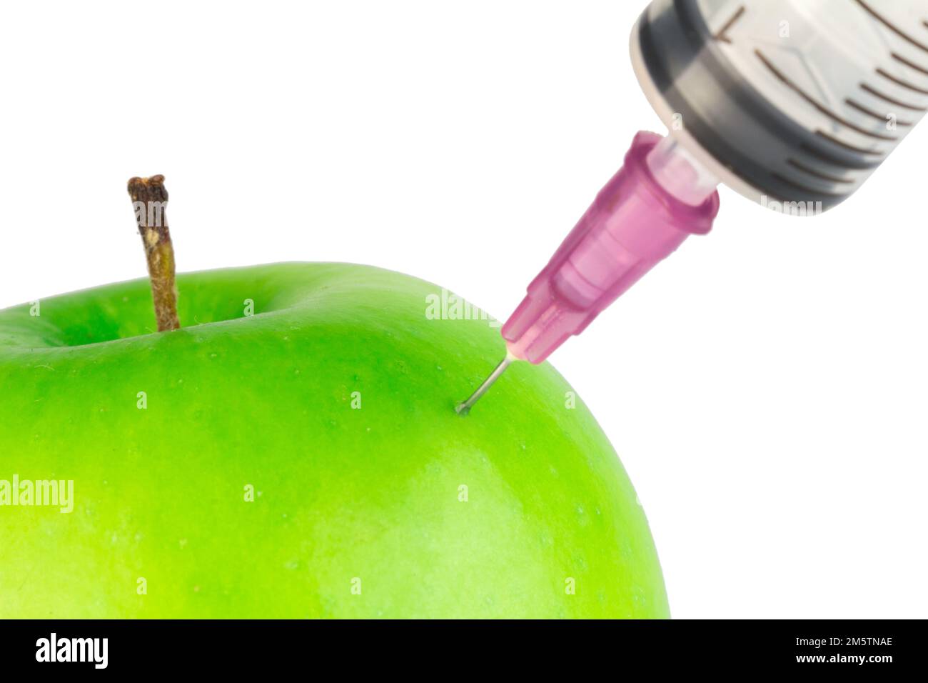 injection needle apple green isolated on white background Stock Photo ...