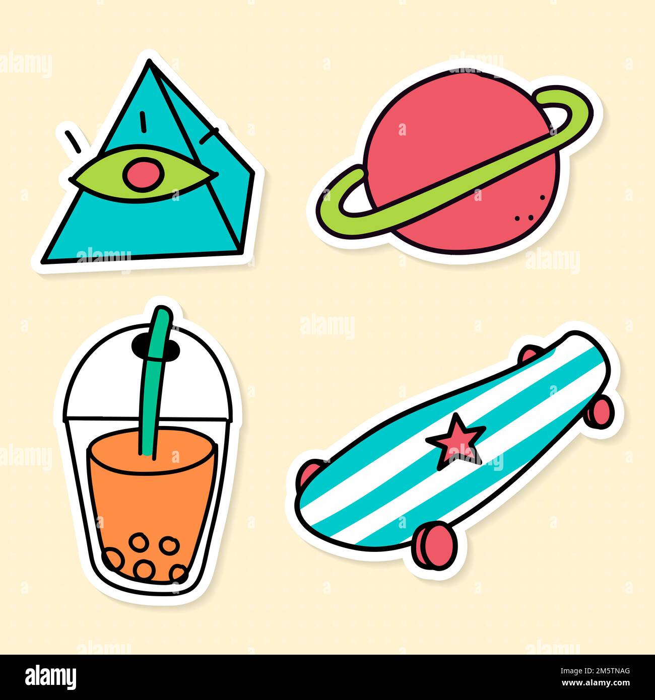 Creative and cool pop art stickers set vector Stock Vector Image & Art ...