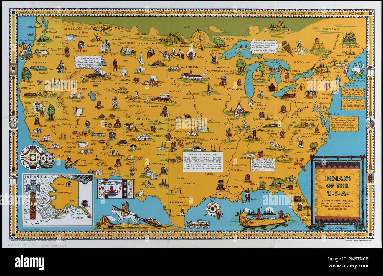 Indians of the U.S.A.. Shows locations of Native American tribes in the ...