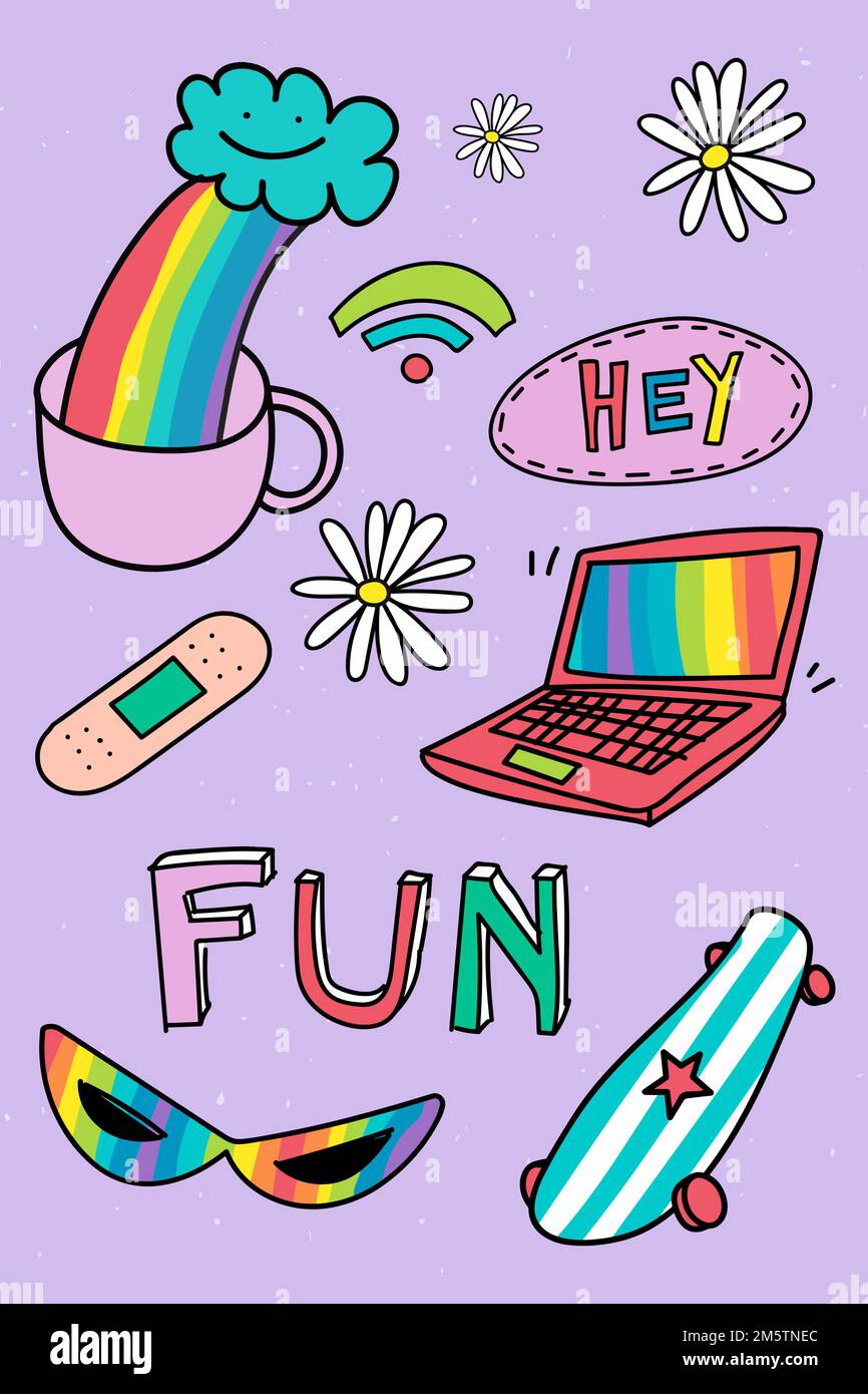 Creative cool pop art sticker collection vector Stock Vector Image ...